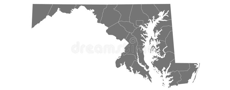 Maryland Administrative Map. Counties of Maryland Map, Blank Map, Empty ...