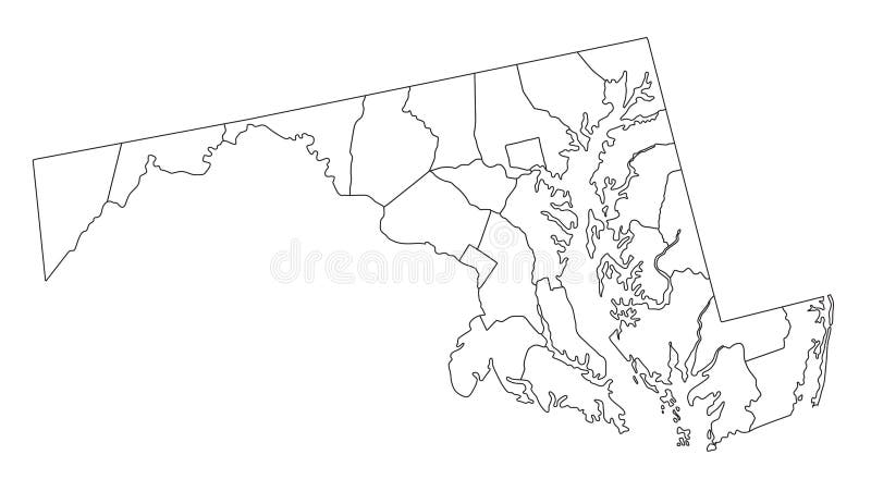 Detailed Maryland Blind Map. Stock Vector - Illustration of isolated ...