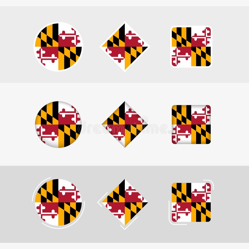 Maryland Flag Icons Set, Vector Flag of Maryland Stock Vector ...