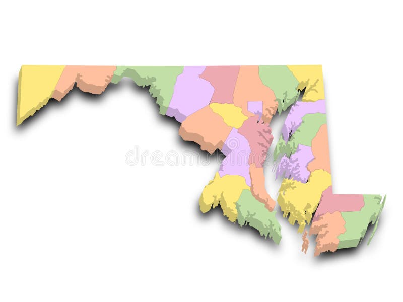 Maryland Map. 3d Map of Maryland State with Color Stock Illustration ...