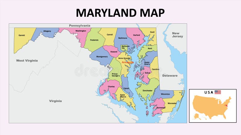 Maryland Map. State and District Map of Maryland Stock Vector ...