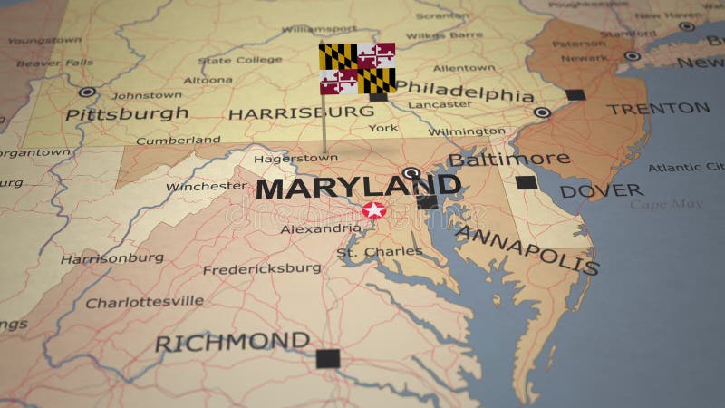 Old Paper Map of Maryland stock footage. Video of america - 303622550