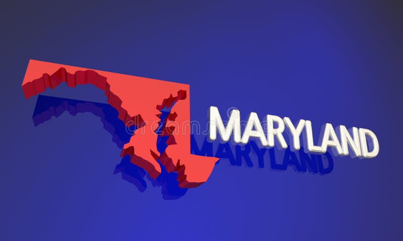 Maryland MD Red State Map Name Stock Illustration - Illustration of ...