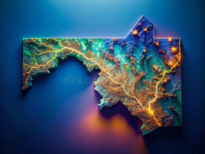 Maryland State Map an Abstract Aerial Perspective Unveiling the Beauty ...