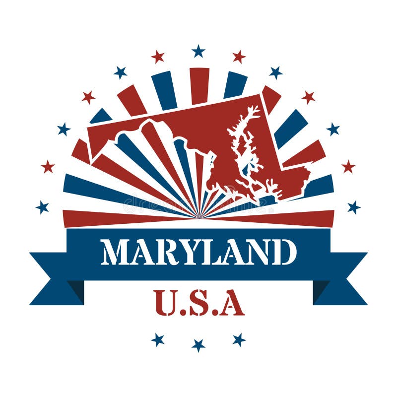 Maryland State Map Label. Vector Illustration Decorative Design Stock ...
