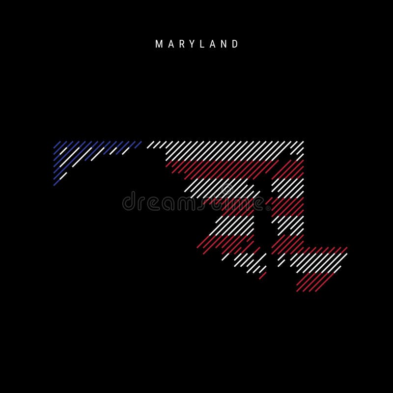 Maryland US State Hatched Silhouette Map of Slanted Lines Pattern. Flat ...
