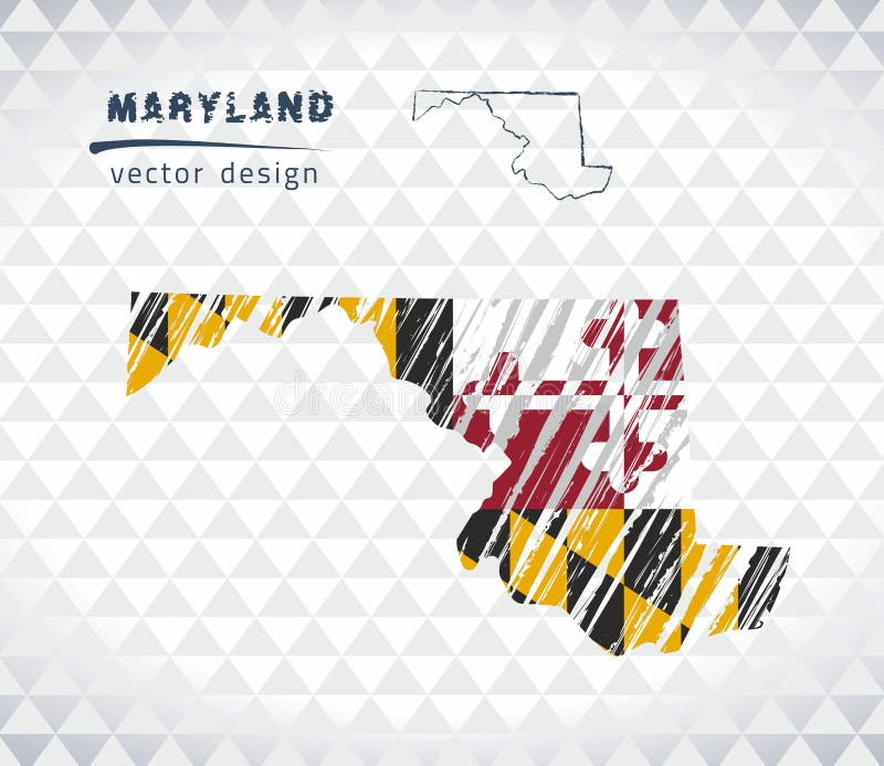 Maryland Vector Map with Flag Inside Isolated on a White Background ...