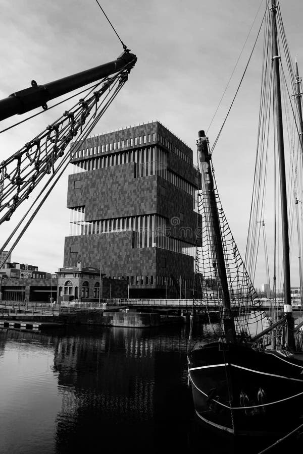 MAS Building Black and White Stock Image - Image of reflection, bridge ...