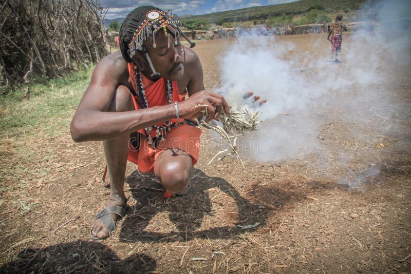 Making Fire stock image. Image of kenya, ignition, masai - 23787649