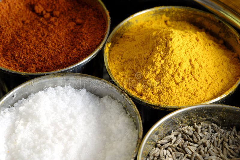Masala Assorted Condiments and Spices Box Stock Photo - Image of cook ...