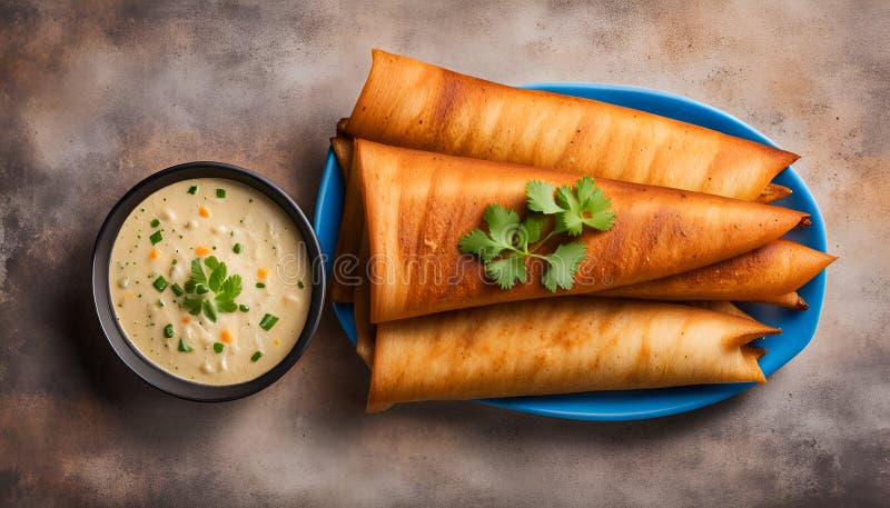 Masala Dosa top down view stock illustration. Illustration of meat ...
