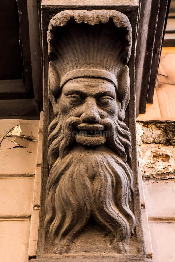 Mascaron in the Form of Greenman on Building Stock Image - Image of ...