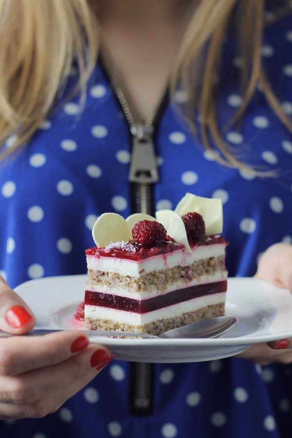 Mascarpone Mousse and Raspberry Jelly Cake Stock Image - Image of ...