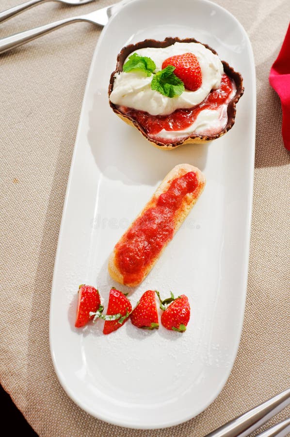 Mascarpone Mousse and Raspberry Jelly Cake Stock Image - Image of ...