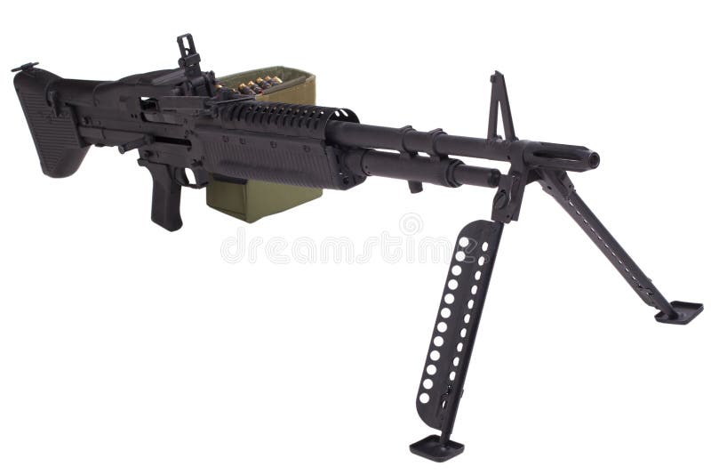 Maschinengewehr M60 Mit Amminition Band Stockfoto - Bild von maschine ...