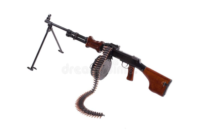 Maschinengewehr- Mit Munitionskette Stockbild - Bild von getrennt ...