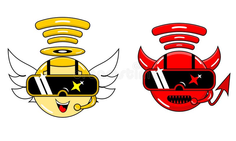 VR Devil and Angel with Signal Stock Vector - Illustration of ...
