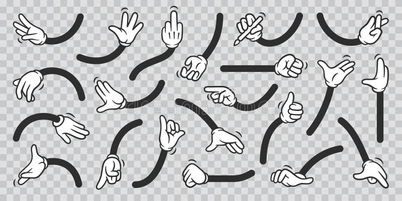 Mascot Arm Collection. Vector Set of Different Hands. Cartoon Elements ...