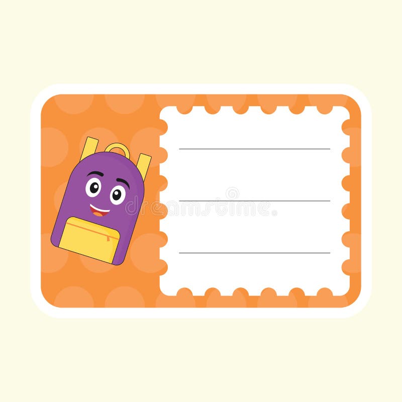 Mascot Backpack Notebook Label or Tag on Peach Stock Illustration ...