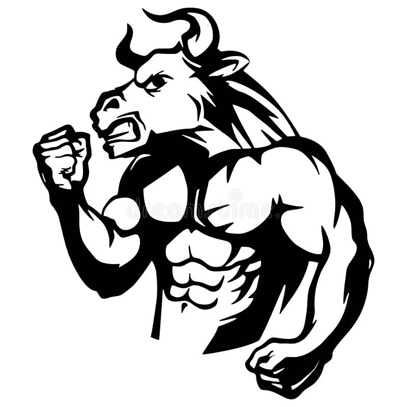 Mascot Bull in Aggression Pose and Showing the Muscles Stock Vector ...