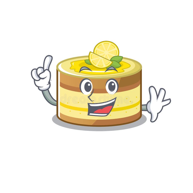 Mascot Cartoon Concept Lemon Cake in One Finger Gesture Stock Vector ...