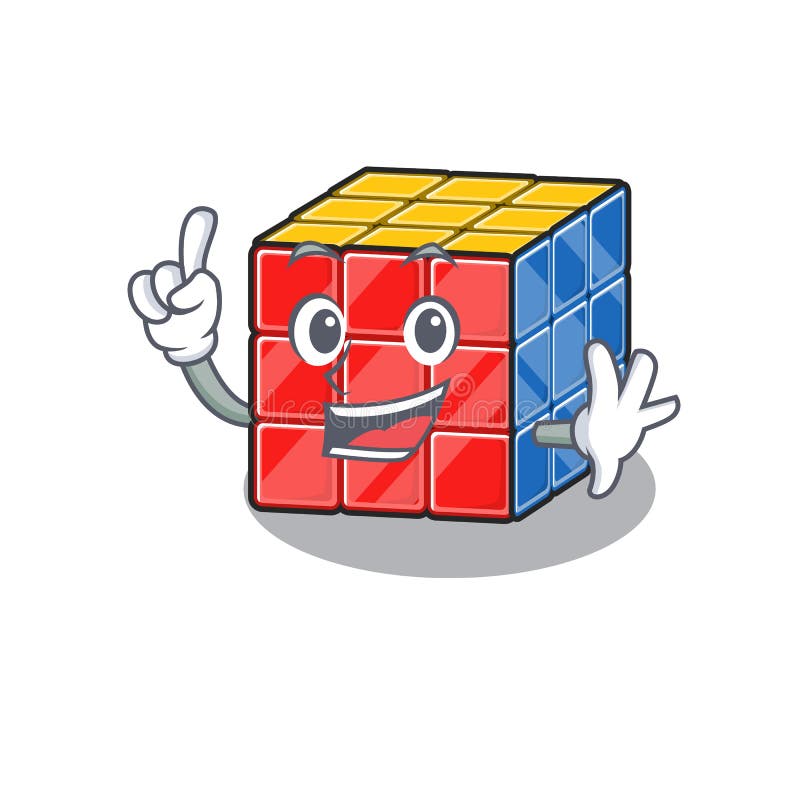 Mascot Cartoon Concept Rubic Cube in One Finger Gesture Editorial Stock ...