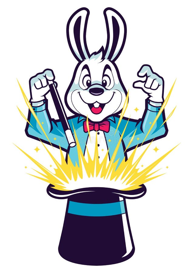 Rabbit Magician Mascot stock vector. Illustration of wand - 214188948