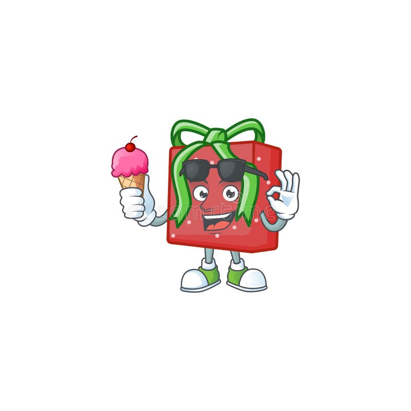 Mascot Character Featuring Red Gift Box with Ice Cream Stock Vector ...