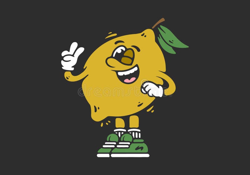 Mascot Character of Lemon Fruit in Flat Art Style Design Stock Vector ...