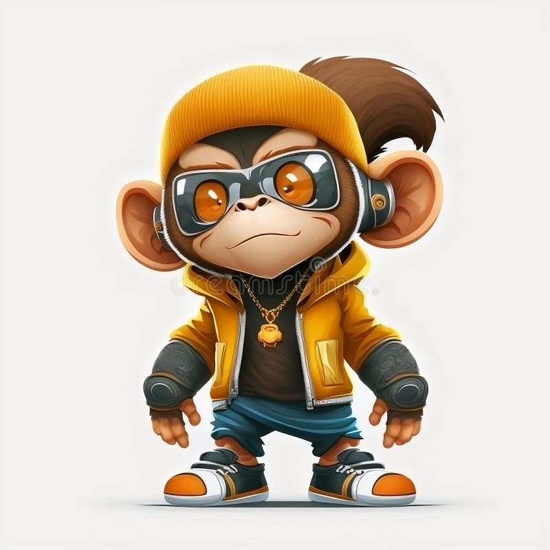 Cyber Hiphop Monkey stock illustration. Illustration of comics - 268708715