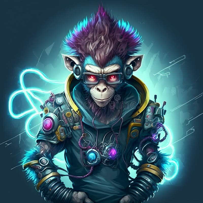 Cyber Monkey stock illustration. Illustration of face - 268190848