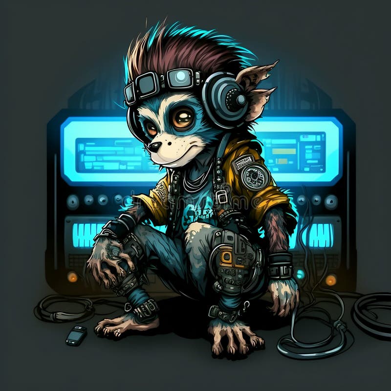 Cyber Monkey stock illustration. Illustration of comics - 268190936