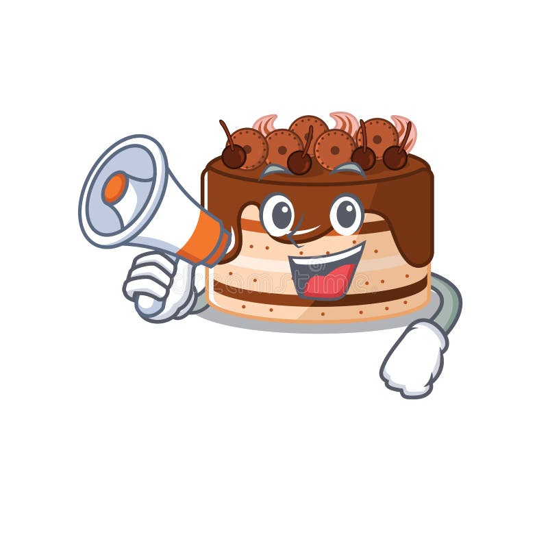 A Mascot of Chocolate Cake Speaking on a Megaphone Stock Vector ...