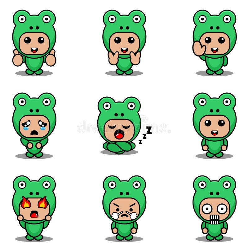 Frog Mascot Costume Expression Set Stock Vector - Illustration of angry ... Frog Mascot Costume Expression Set Stock Vector - Illustration of angry ...