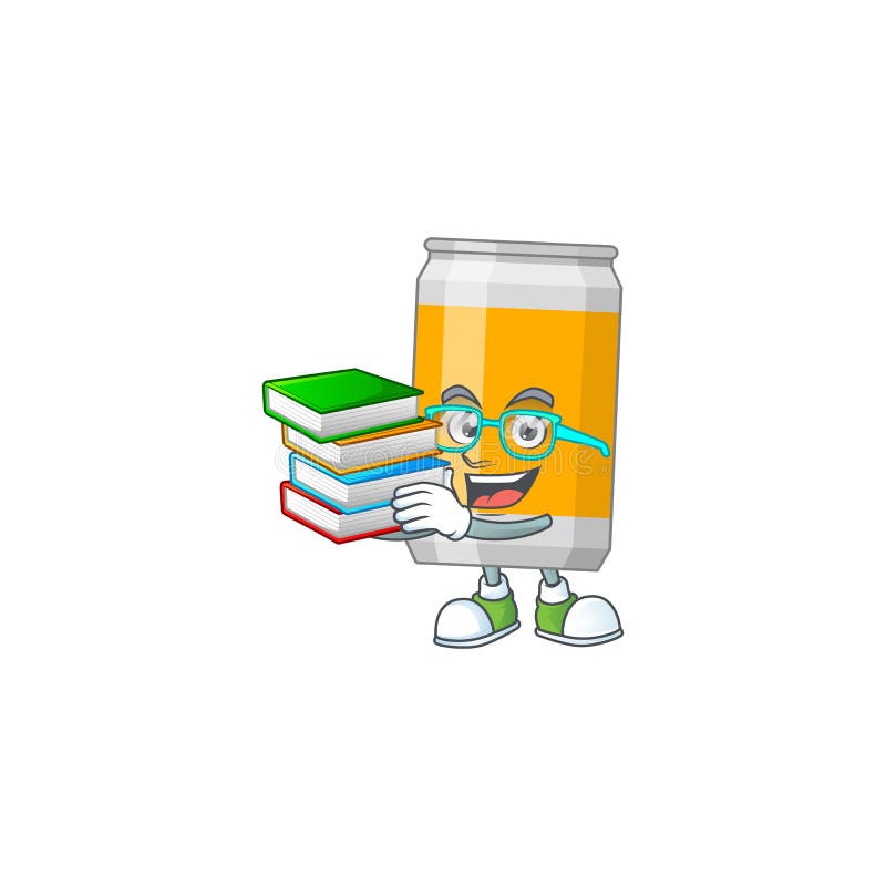 A Mascot Design of Beer Can Student Having Books Stock Vector ...