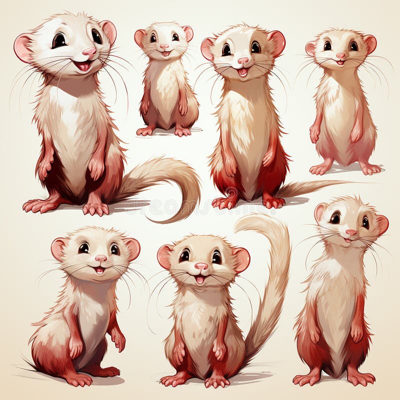 Ferret, Full Body, 3d Character for Kids Stock Illustration ...