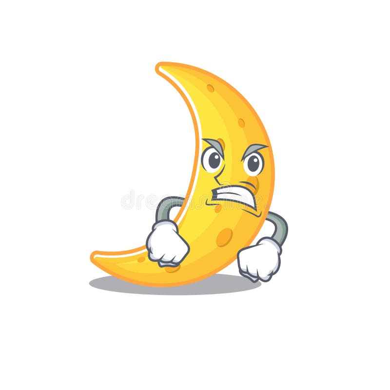 Angry Crescent Moon Character Cartoon Stock Vector - Illustration of ...