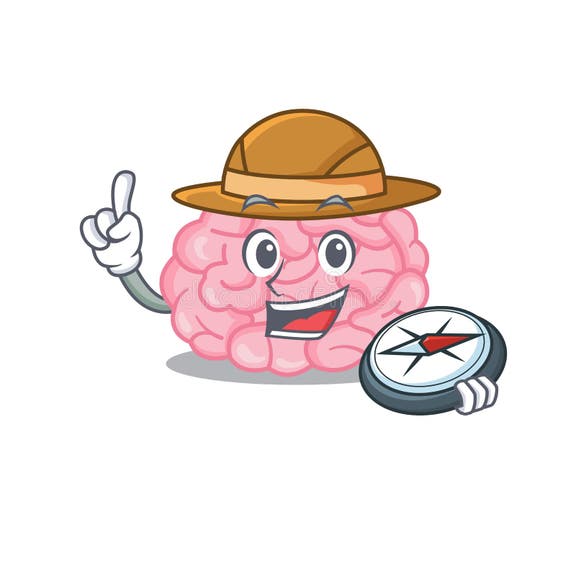 Mascot Design Concept of Human Brain Explorer with a Compass Stock ...