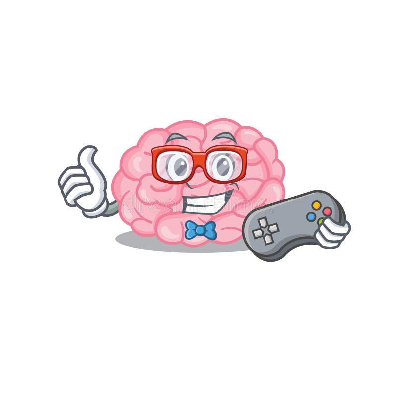 Mascot Design Concept of Human Brain Gamer Using Controller Stock ...