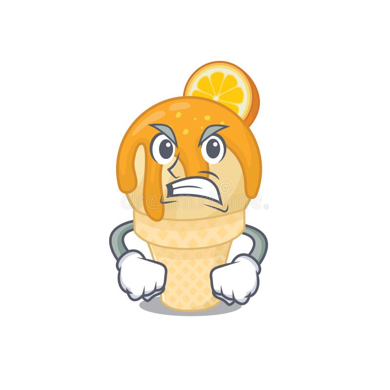 Mascot Design Concept of Orange Ice Cream with Angry Face Stock Vector ...