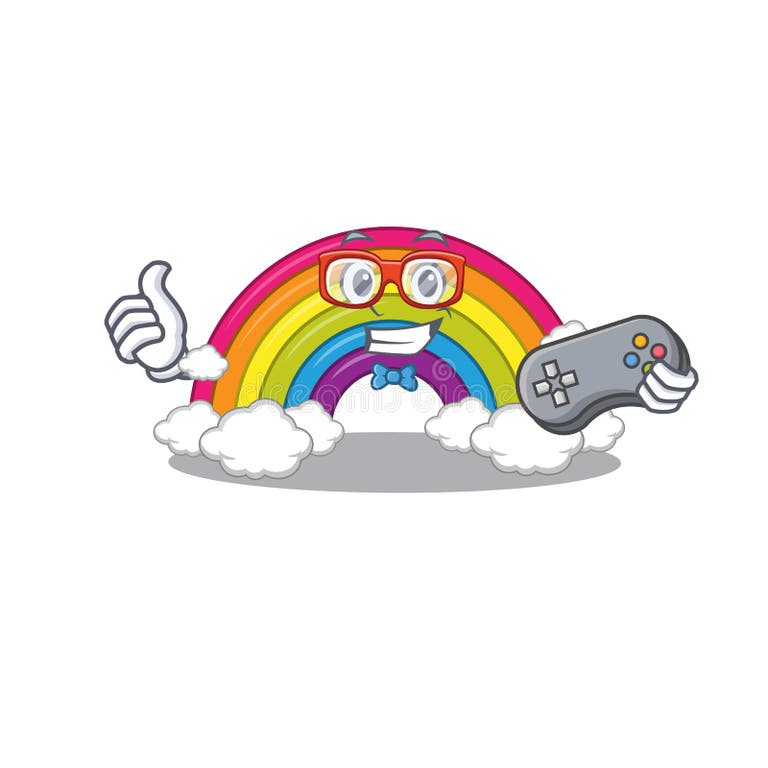 Mascot Design Concept of Rainbow Gamer Using Controller Stock Vector ...