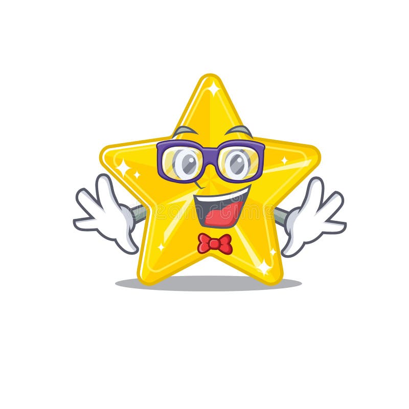 Mascot Design Style of Geek Shiny Star with Glasses Stock Vector ...