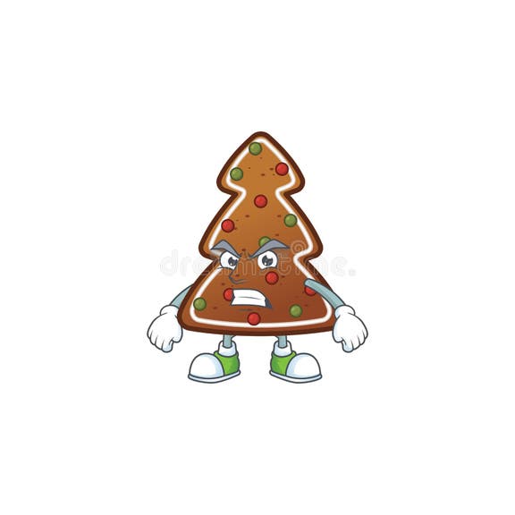 Mascot Design Style of Gingerbread Tree with Angry Face Stock Vector ...