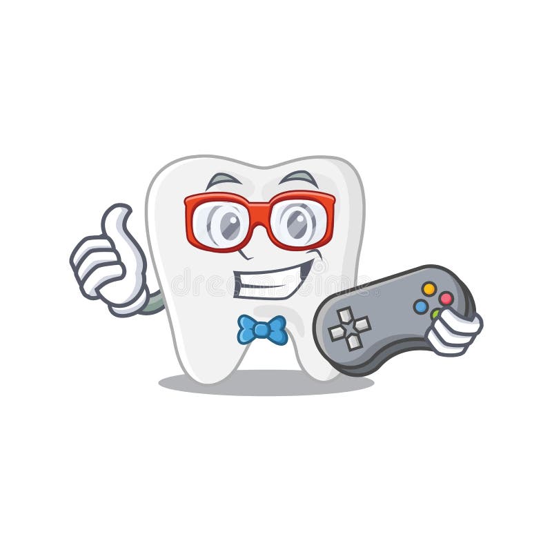 Mascot Design Style of Tooth Gamer Playing with Controller Stock Vector ...