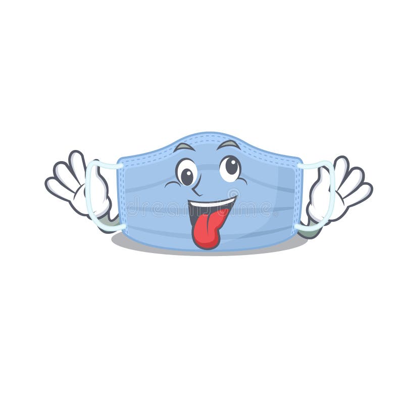A Mascot Design of Surgical Mask Having a Funny Crazy Face Stock Vector ...