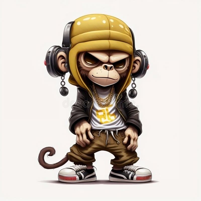 Mascot DJ Monkey stock illustration. Illustration of anime - 268708737