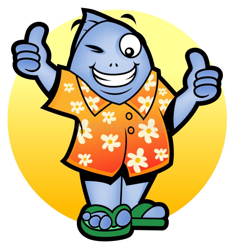 Mascot fish two thumbs up stock illustration. Illustration of hawaii ...