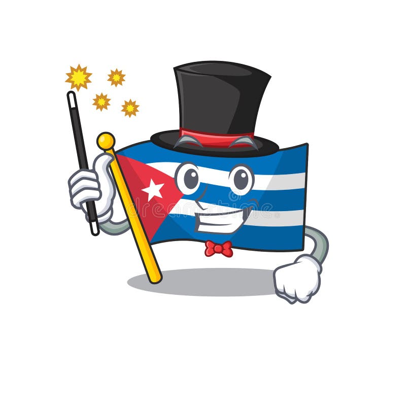 Mascot of Flag Cuba Scroll Performance As a Magician Style Stock Vector ...