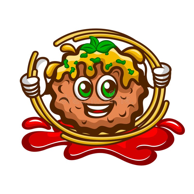 Mascot Funny Meatball Logo. Vector Illustration Stock Vector ...