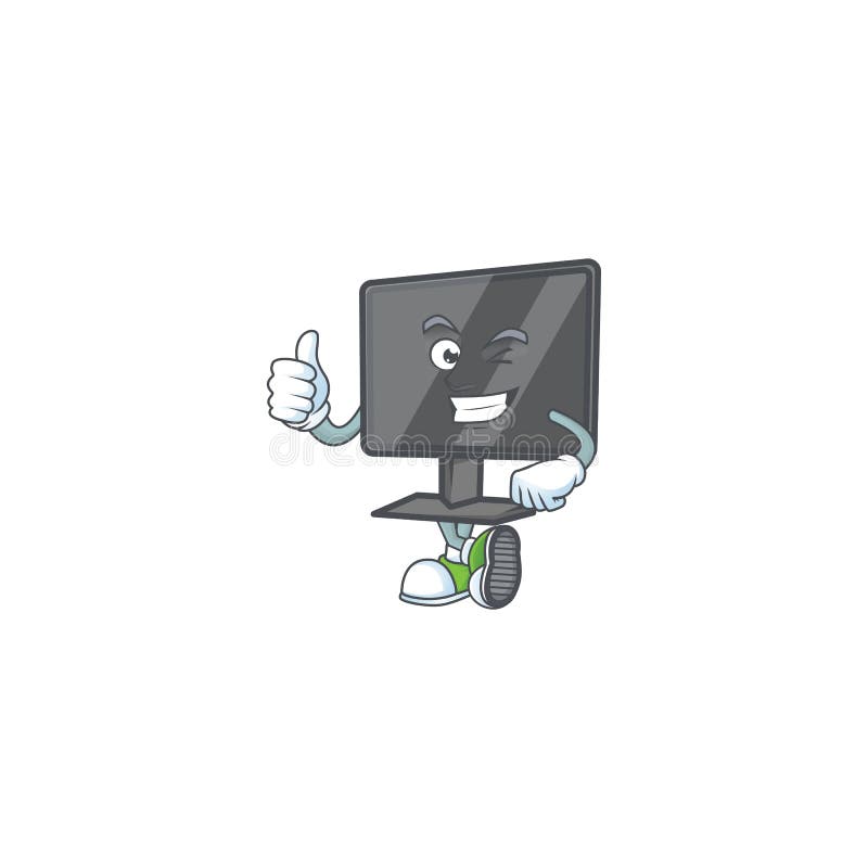A Mascot Icon of Computer Screen Making Thumbs Up Gesture Stock Vector ...
